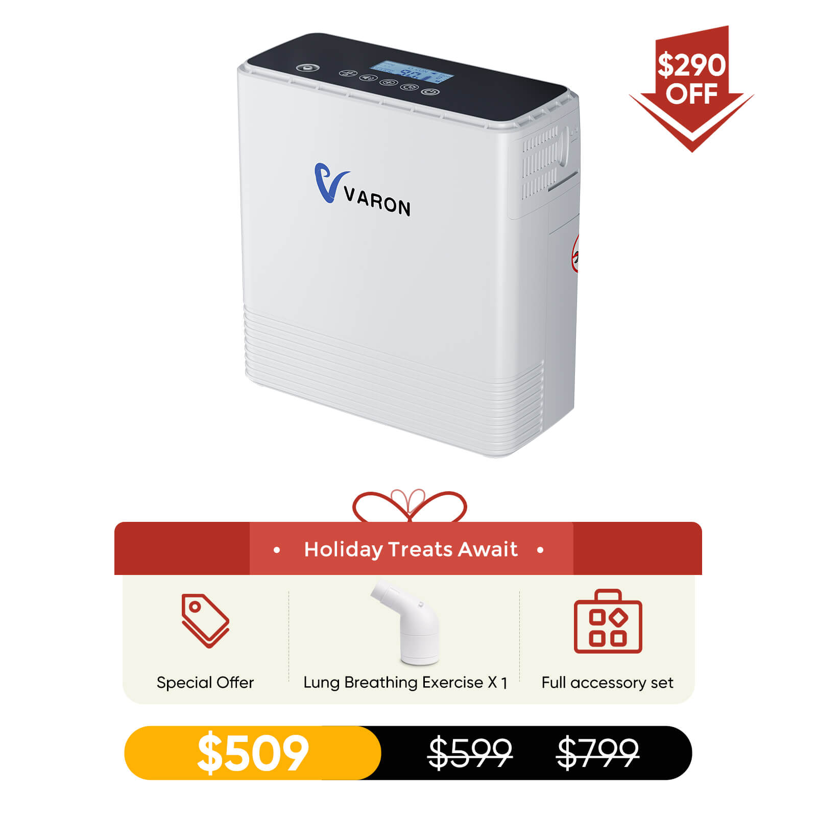 Portable Oxygen Concentrator Varon 1-6L/min Continuous Flow NT-06 Ligh – oxygenvip