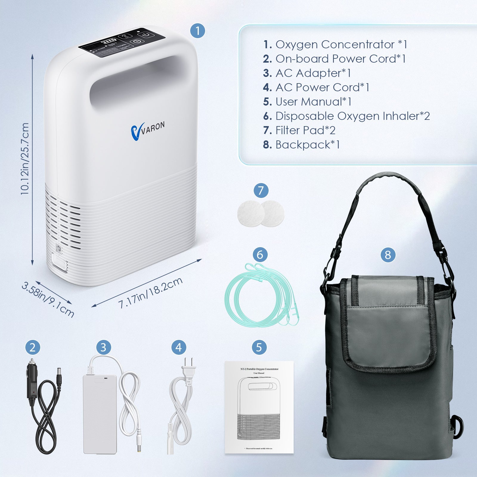 VARON High Performance 5L Portable Oxygen Concentrator NT-02 – oxygenvip